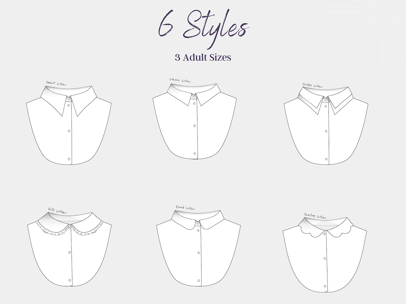 Shirt Collar Pattern Set of 6 Dickey Collars With Bib - Etsy