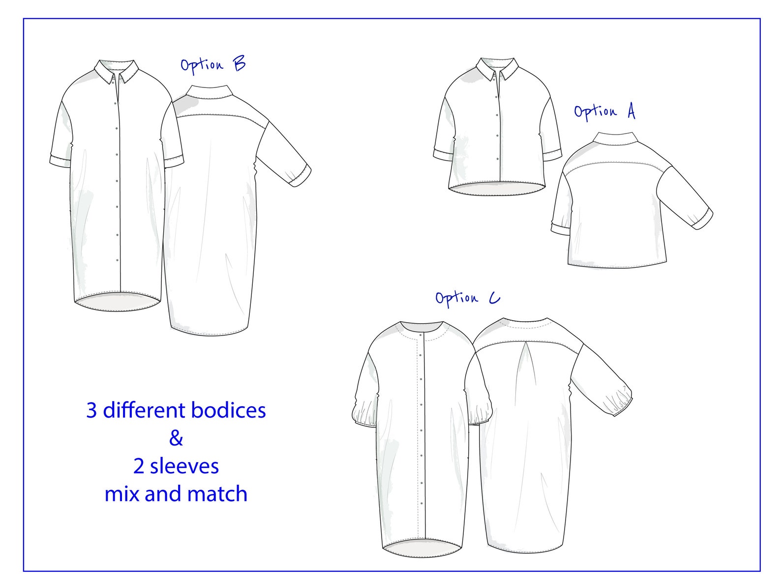 Shirt Dress Pattern Boxy Shirt Sewing Pattern Button up - Etsy