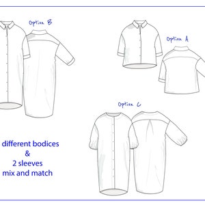 Shirt Dress Pattern Boxy Shirt Sewing Pattern Button up - Etsy