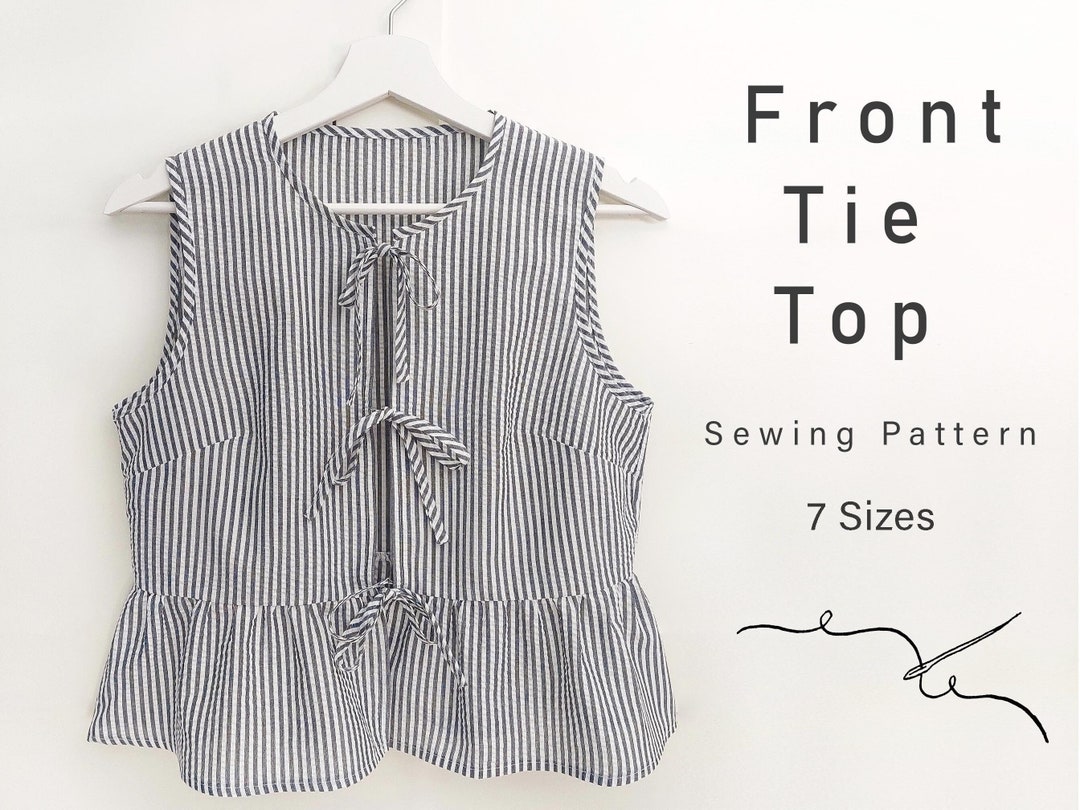 Front Tie Top Sewing Pattern | Open Front Top With Peplum | Summer Crop ...