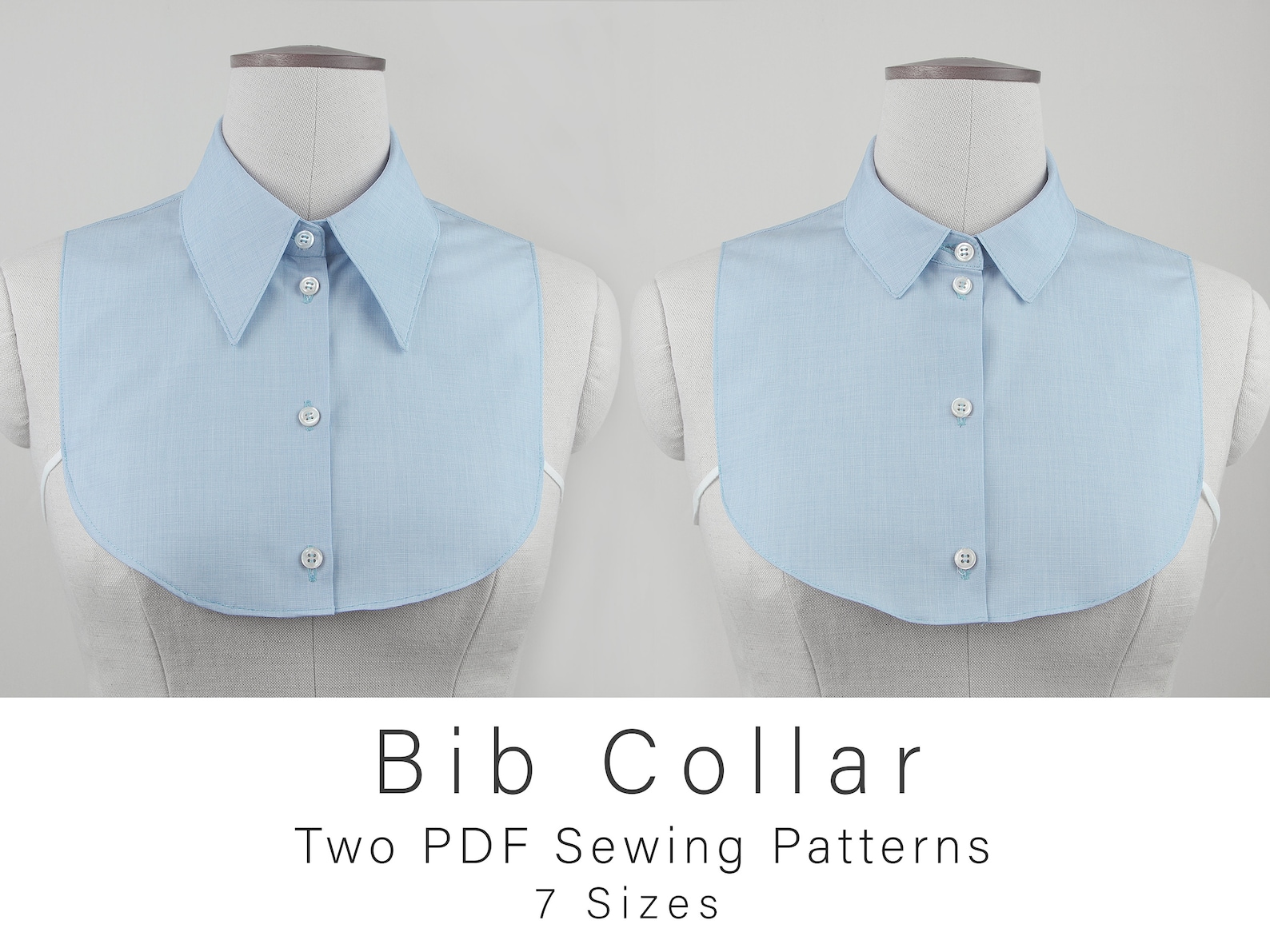 Set of Two Detachable Collars With Bib | Button up Fake Shirt ...