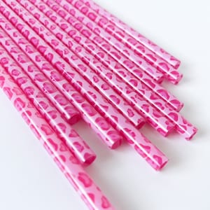 9" Pink Leopard Straw, Pink Straw, Pink Cheetah Straw, Bulk Straws ...