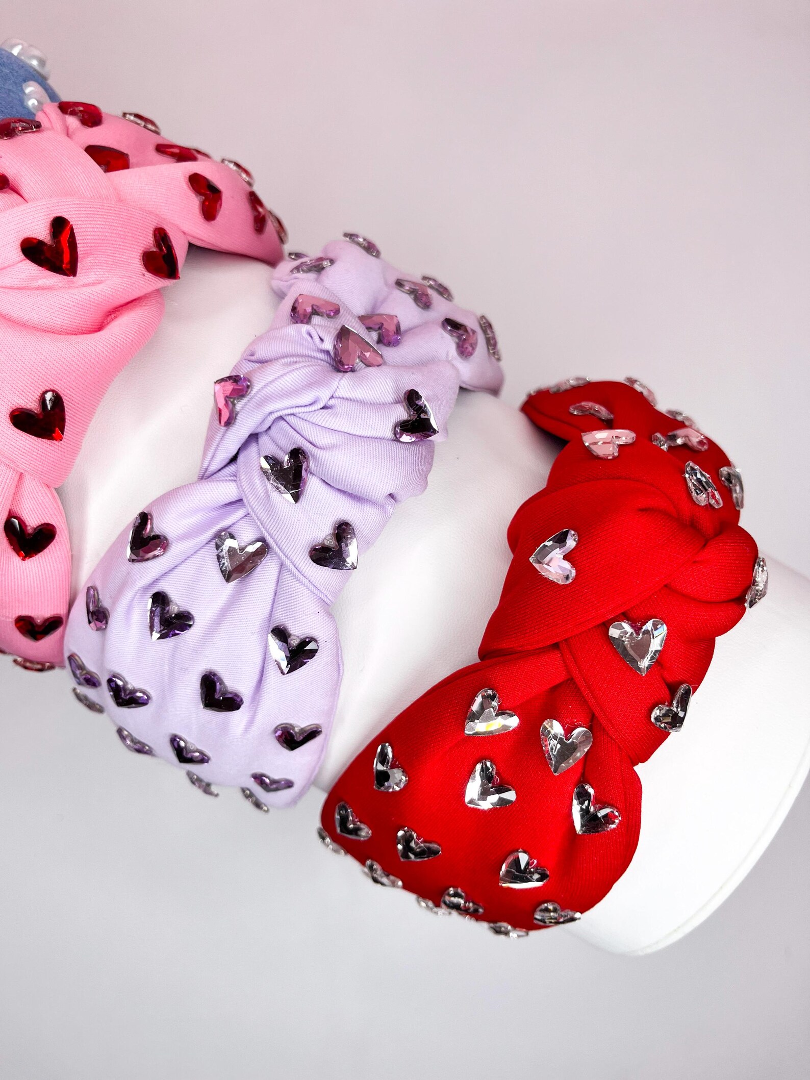 Heart Gem Valentine's Day Headband, Knotted Fabric Headband - Etsy