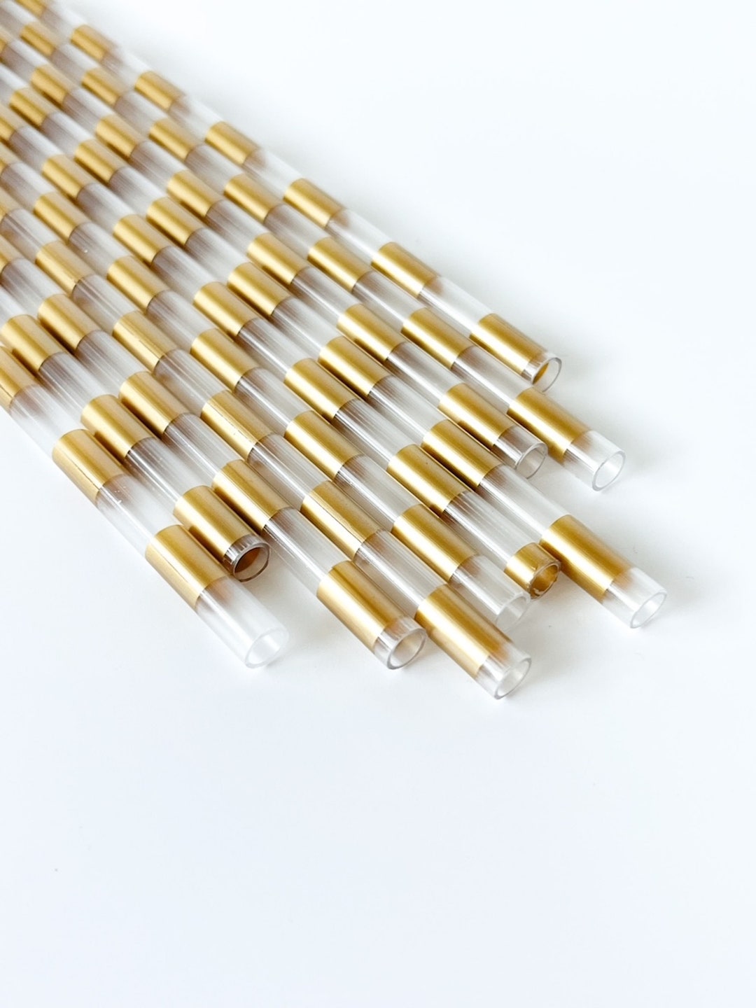 9" Gold Striped Straw, Retro Straws, Gold Straws, Stripe Straws, Bulk ...