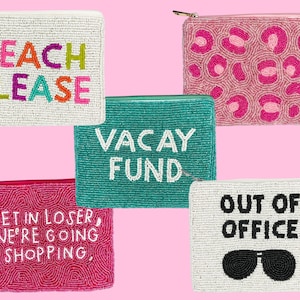 XL Handmade Beaded Coin Pouch, Bead Coin Purse, Funny Coin Purse, Cool ...