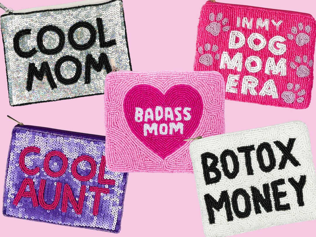 XL Handmade Beaded Coin Pouch, Bead Coin Purse, Funny Coin Purse, Cool ...