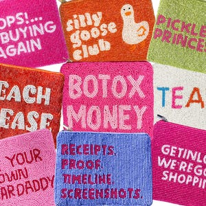 XL Handmade Beaded Coin Pouch, Bead Coin Purse, Funny Coin Purse, Cool ...