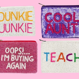 XL Handmade Beaded Coin Pouch, Bead Coin Purse, Funny Coin Purse, Cool ...