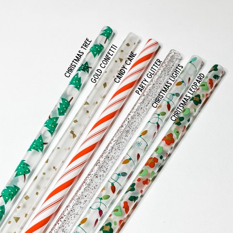 9" HOLIDAY STRAW PACK - Christmas Plastic Straws - Reusable Holiday ...