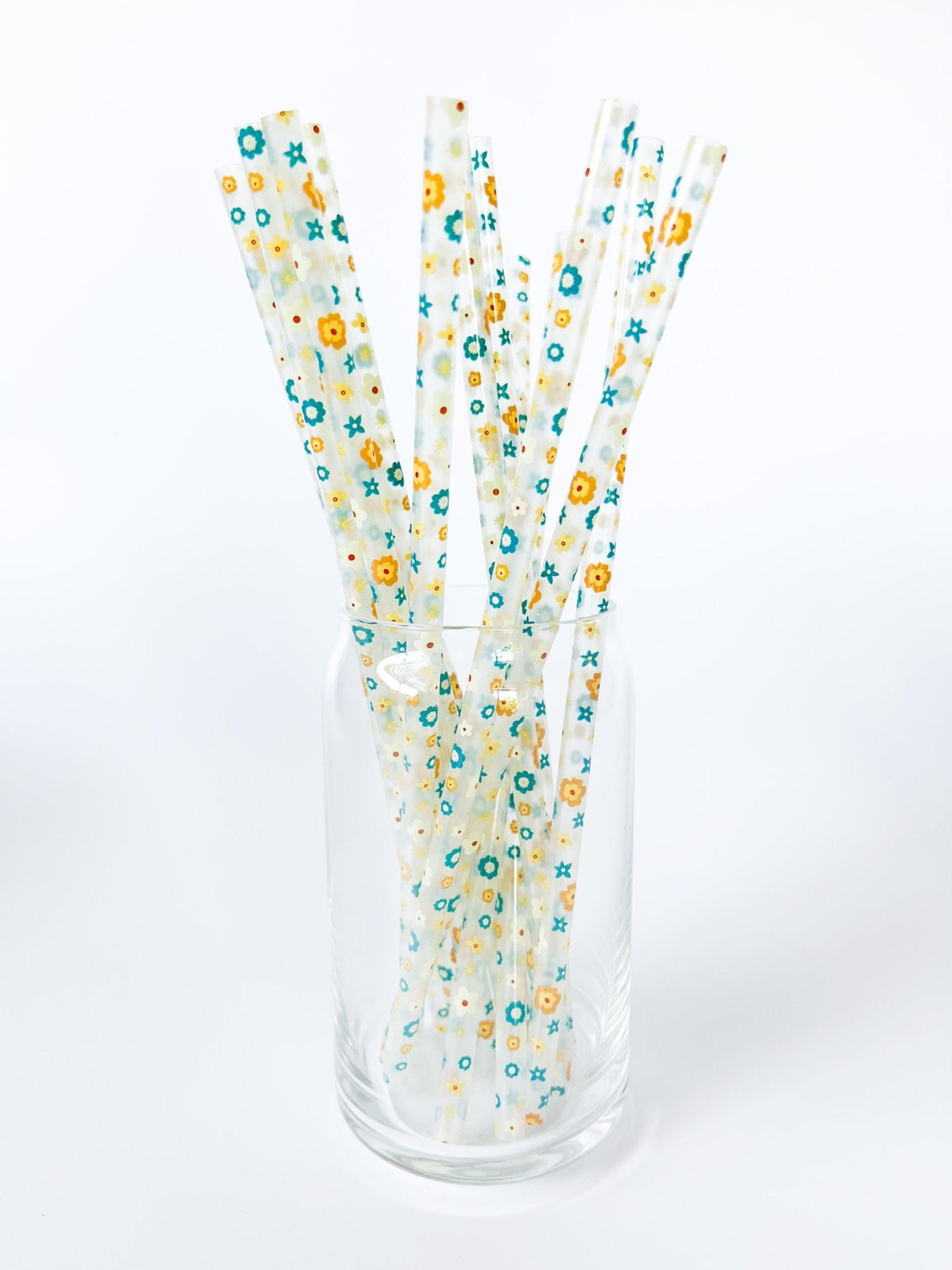 9" Flower Straws, Retro Straws, Floral Straws, Smiley Face Straws, Bulk ...