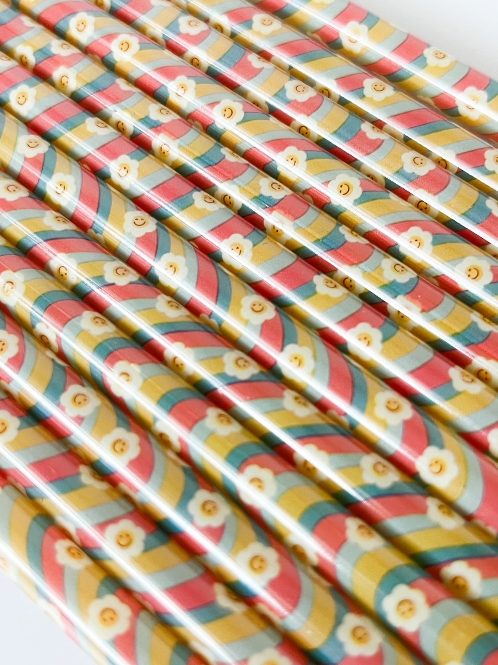 9" Flower Straws, Retro Straws, Floral Straws, Smiley Face Straws, Bulk ...
