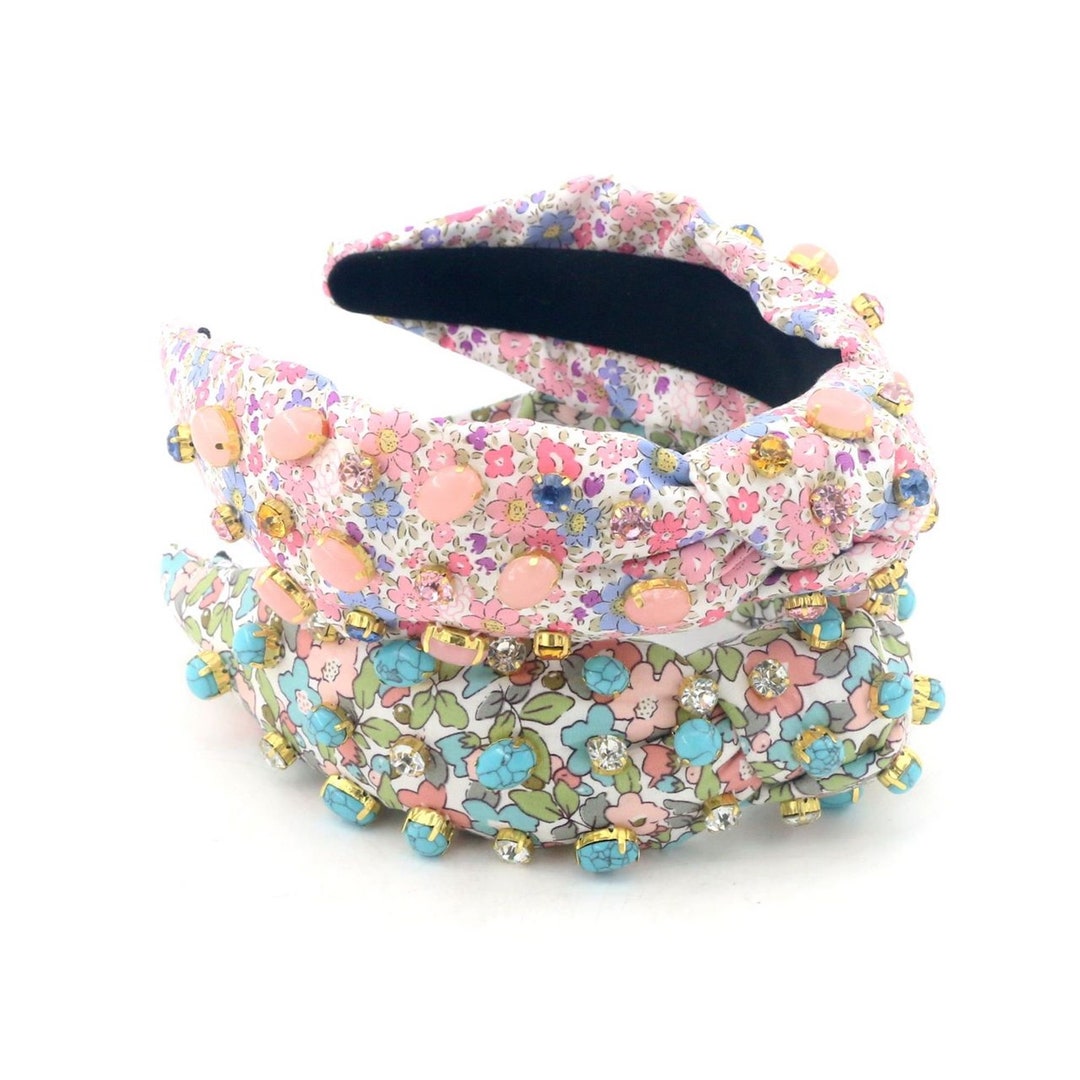 Luxury Floral Headband, Knotted Jeweled Headband, Spring Headband ...
