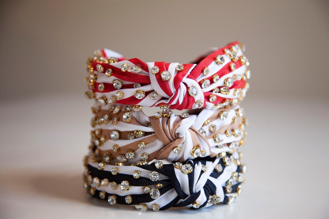 Knotted Stripped Headbands, Canvas Headbands, Candy Cane Headband, Red ...