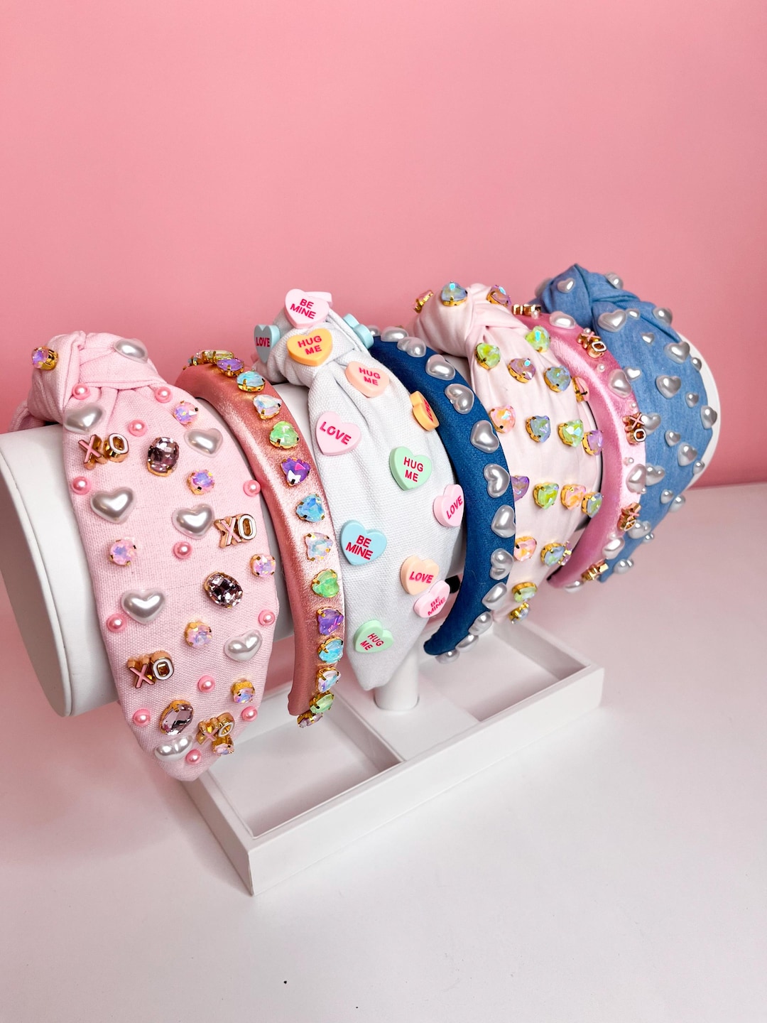 Valentine Conversation Heart Headbands & XO Jeweled Headbands - Etsy