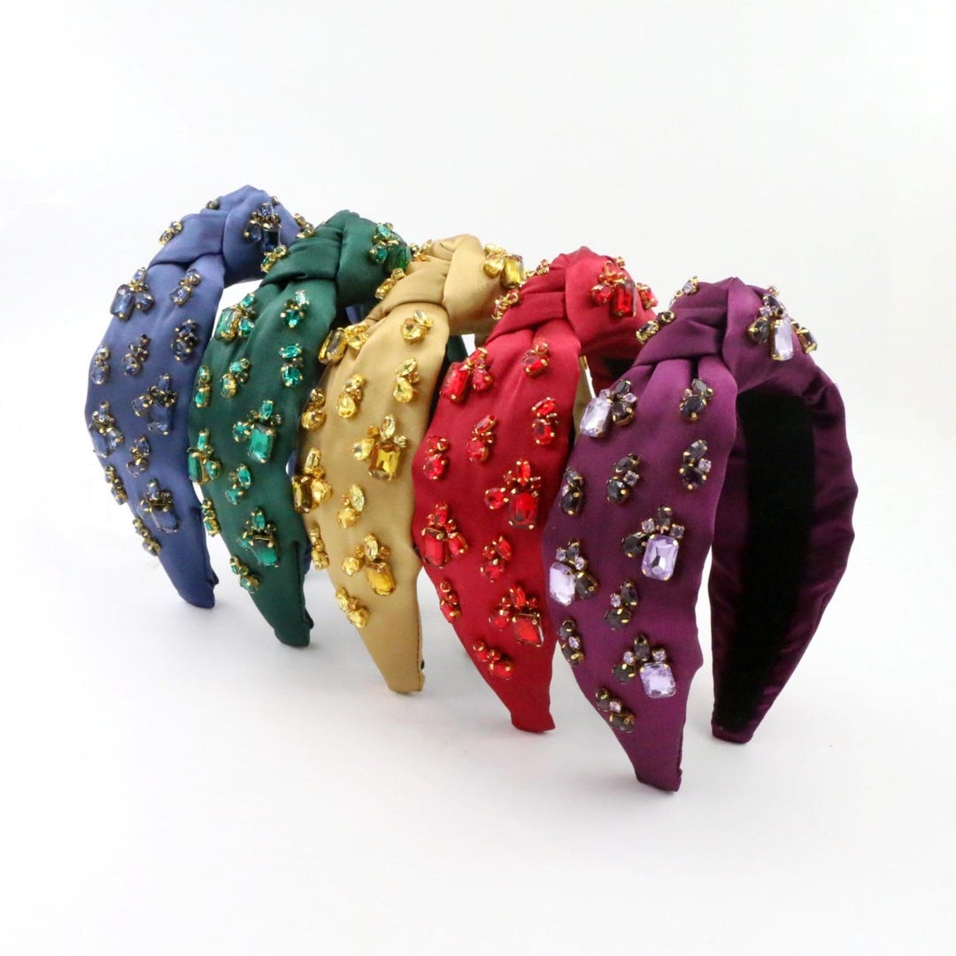 Silk Gem Top Knot Headband, Holiday Winter Fashion - Etsy