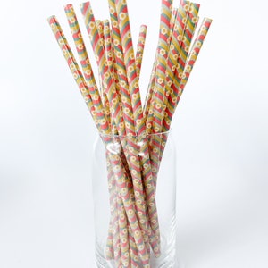 9" Flower Straws, Retro Straws, Floral Straws, Smiley Face Straws, Bulk ...