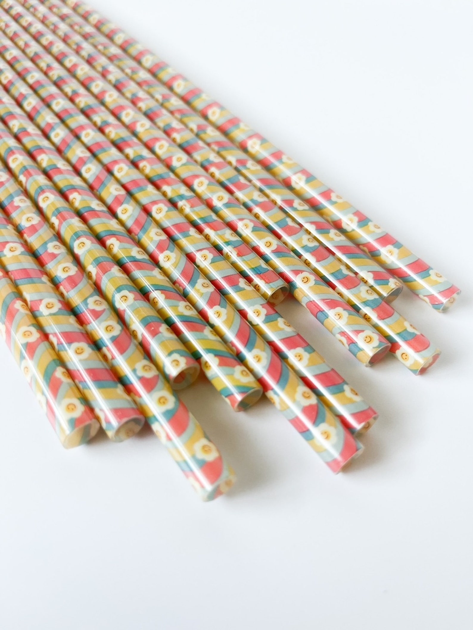 9" Flower Straws, Retro Straws, Floral Straws, Smiley Face Straws, Bulk ...