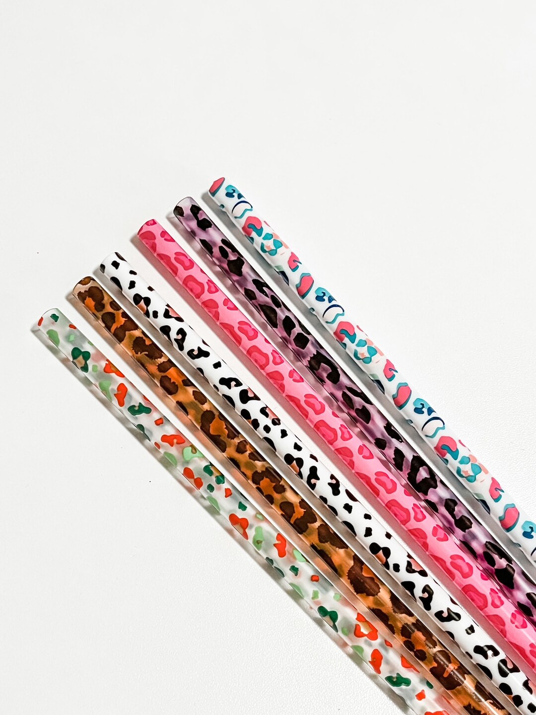 9" Leopard Straws, Cheetah Straws, Reusable Straws, Plastic Straws ...