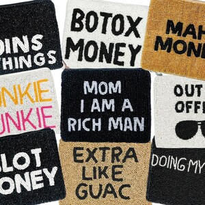 XL Handmade Beaded Coin Pouch, Bead Coin Purse, Funny Coin Purse, Cool ...