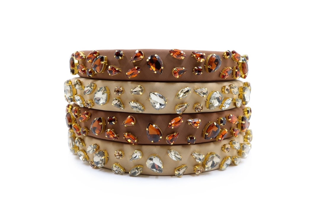 Luxury Neoprene Jeweled Headband, Thin Headband, Gem Headband, Spring ...