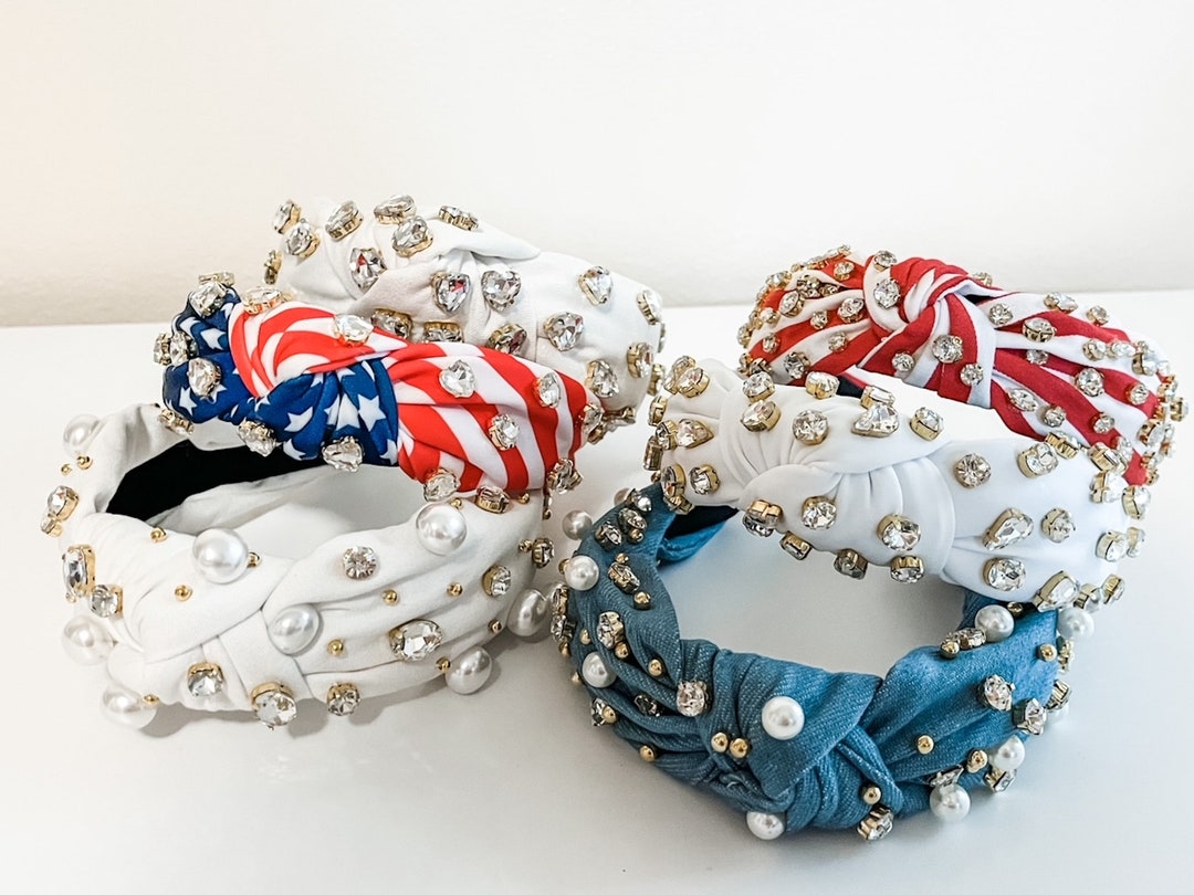 American Knotted Jeweled Headbands - 4th of July Headbands - Memorial ...