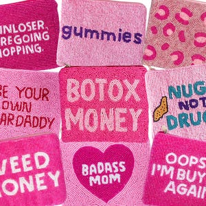 XL Handmade Beaded Coin Pouch, Bead Coin Purse, Funny Coin Purse, Cool ...