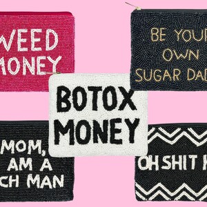 XL Handmade Beaded Coin Pouch, Bead Coin Purse, Funny Coin Purse, Cool ...