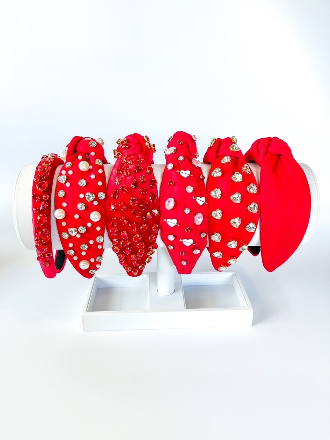 Red Headbands, Top Knot Headband, Jeweled Headband, Gem Headband ...