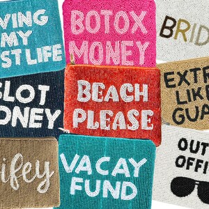 XL Handmade Beaded Coin Pouch, Bead Coin Purse, Funny Coin Purse, Cool ...