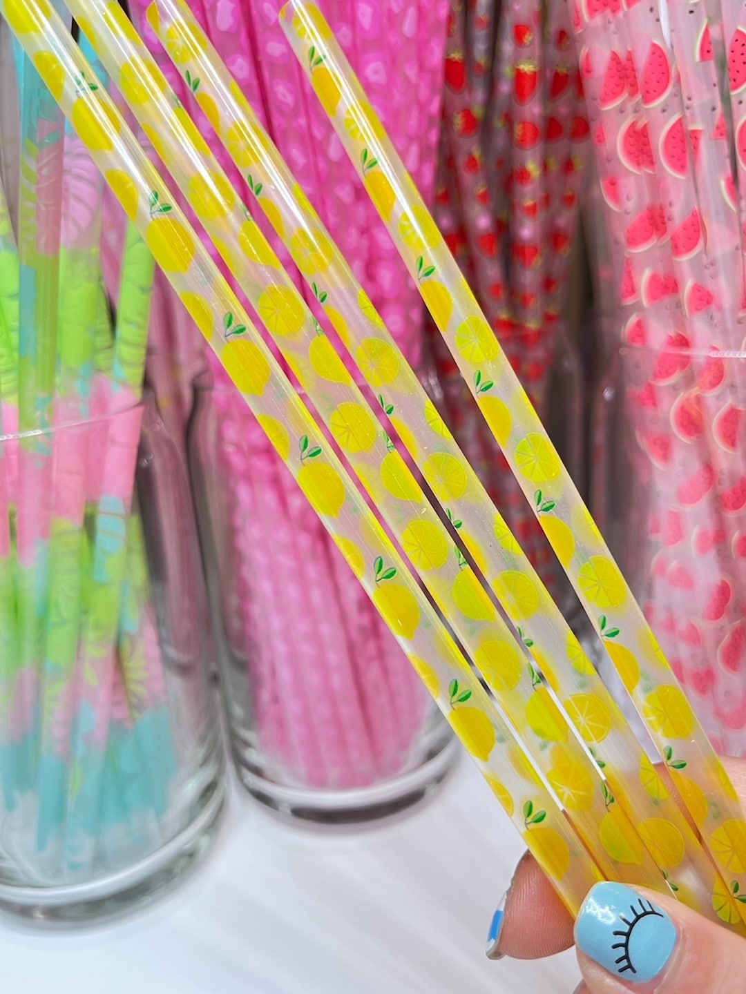 9" Lemon Straws, Summer Straws, Lemonade Straws, Reusable Straws, Bulk ...