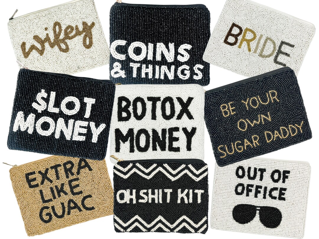 XL Handmade Beaded Coin Pouch, Bead Coin Purse, Funny Coin Purse, Slot ...