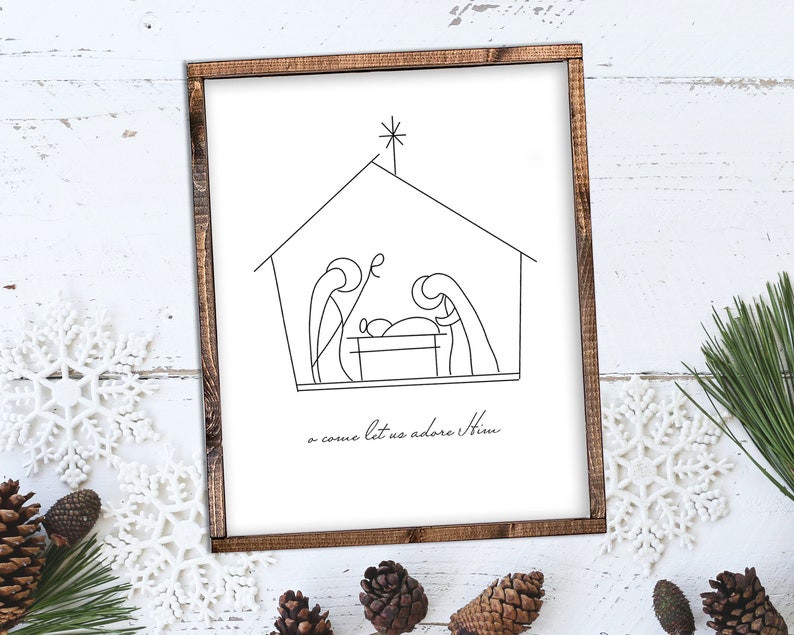 O Come Let Us Adore Him Print, Holiday Print, Holiday Decor, Minimalist ...