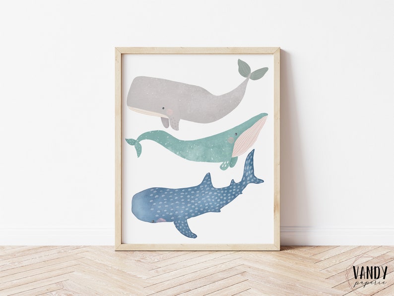 Whales Printable Sign Ocean Decor Whales Nursery Decor - Etsy