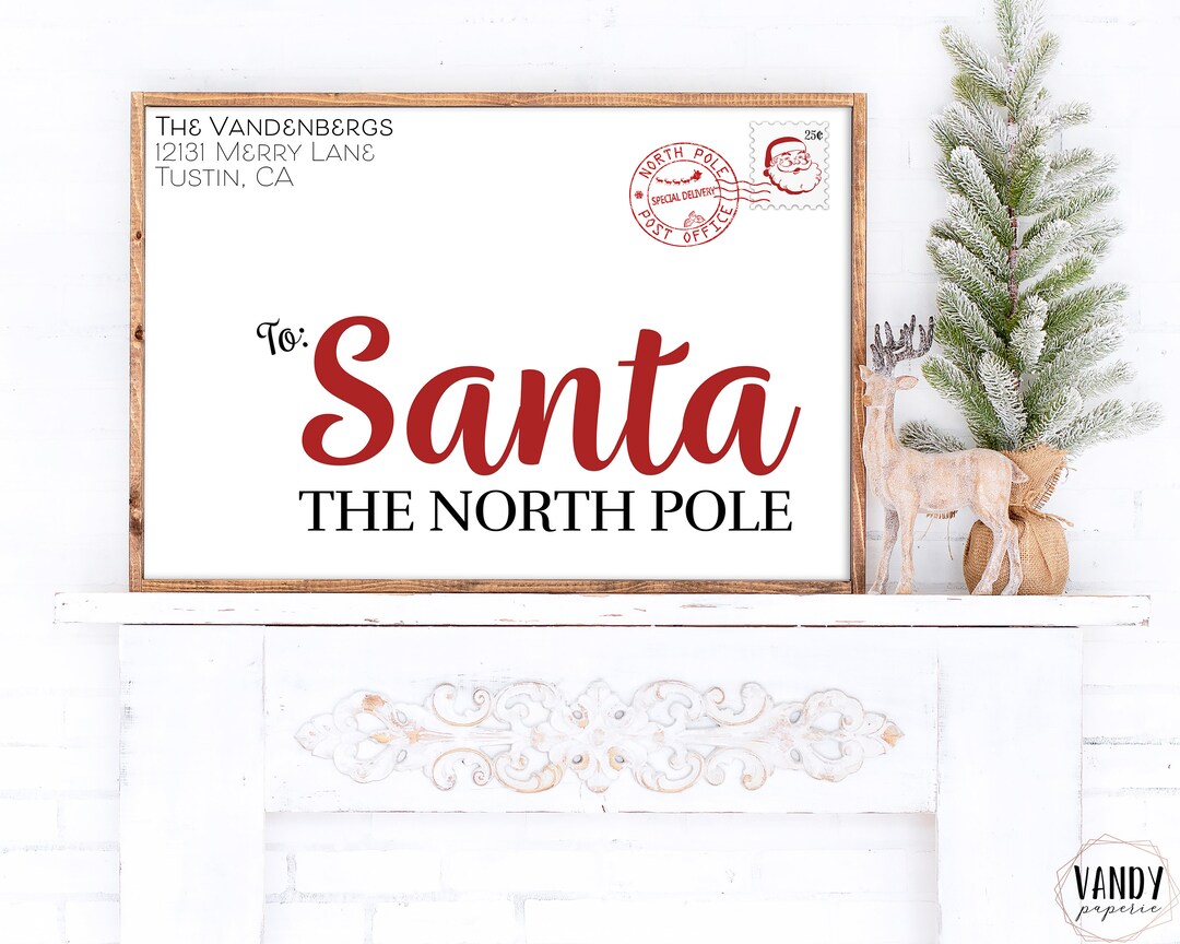PERSONALIZED Christmas Santa Mail Sign, Printable Custom Christmas Sign ...
