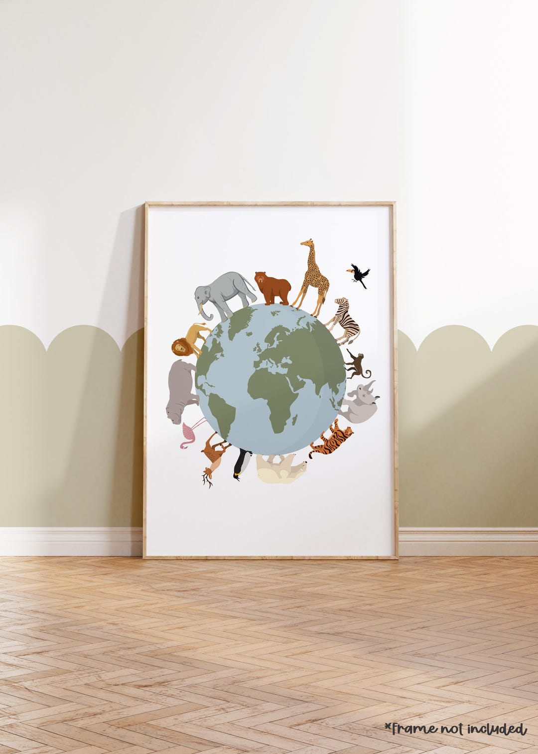 Personalised, Animal Earth Print, Childrens Prints, Educational Print ...