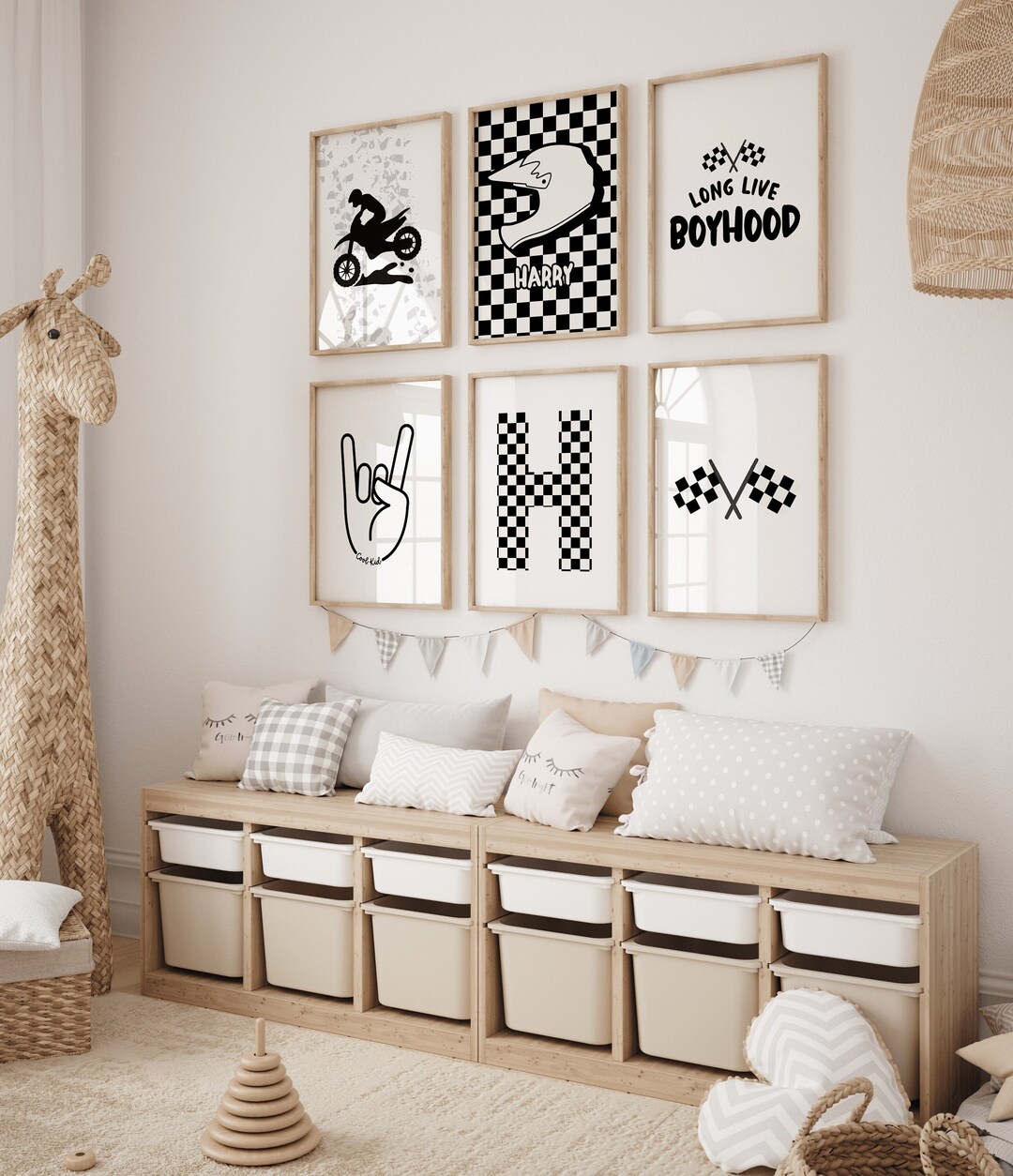 Set of 3, 6, Motorcross, Cool Kids, Check Pattern, Boys Prints, Biker ...