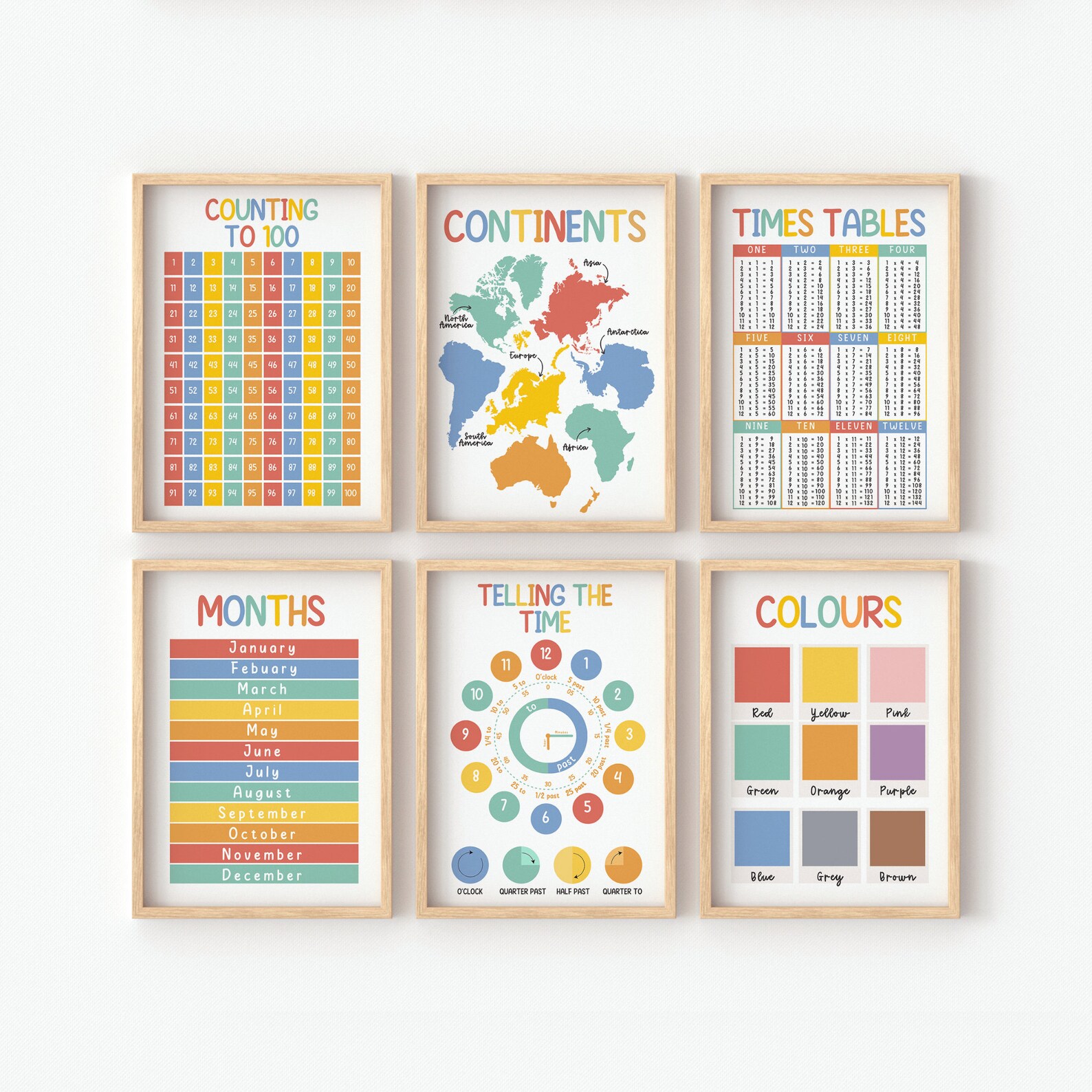Set of 2 3 4 6 Learning Education Prints for Children's - Etsy UK