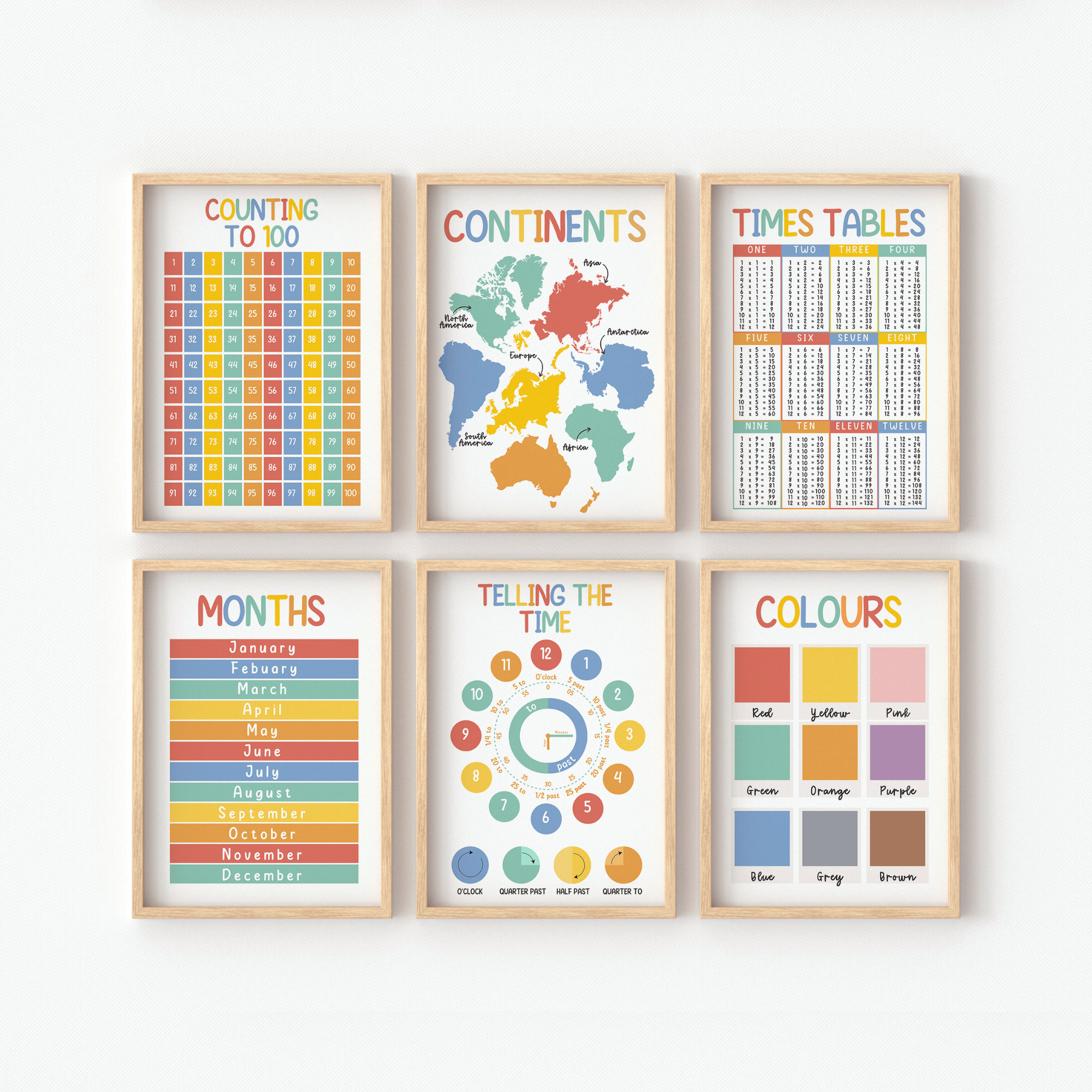 Set of 2 3 4 6 Learning Education Prints for Children's - Etsy UK