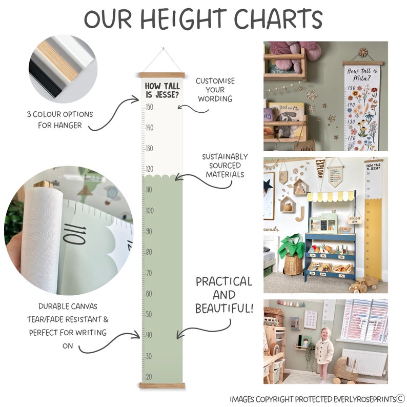 Personalised, Canvas Height Chart, Growth Chart,scandi, Trandsport ...