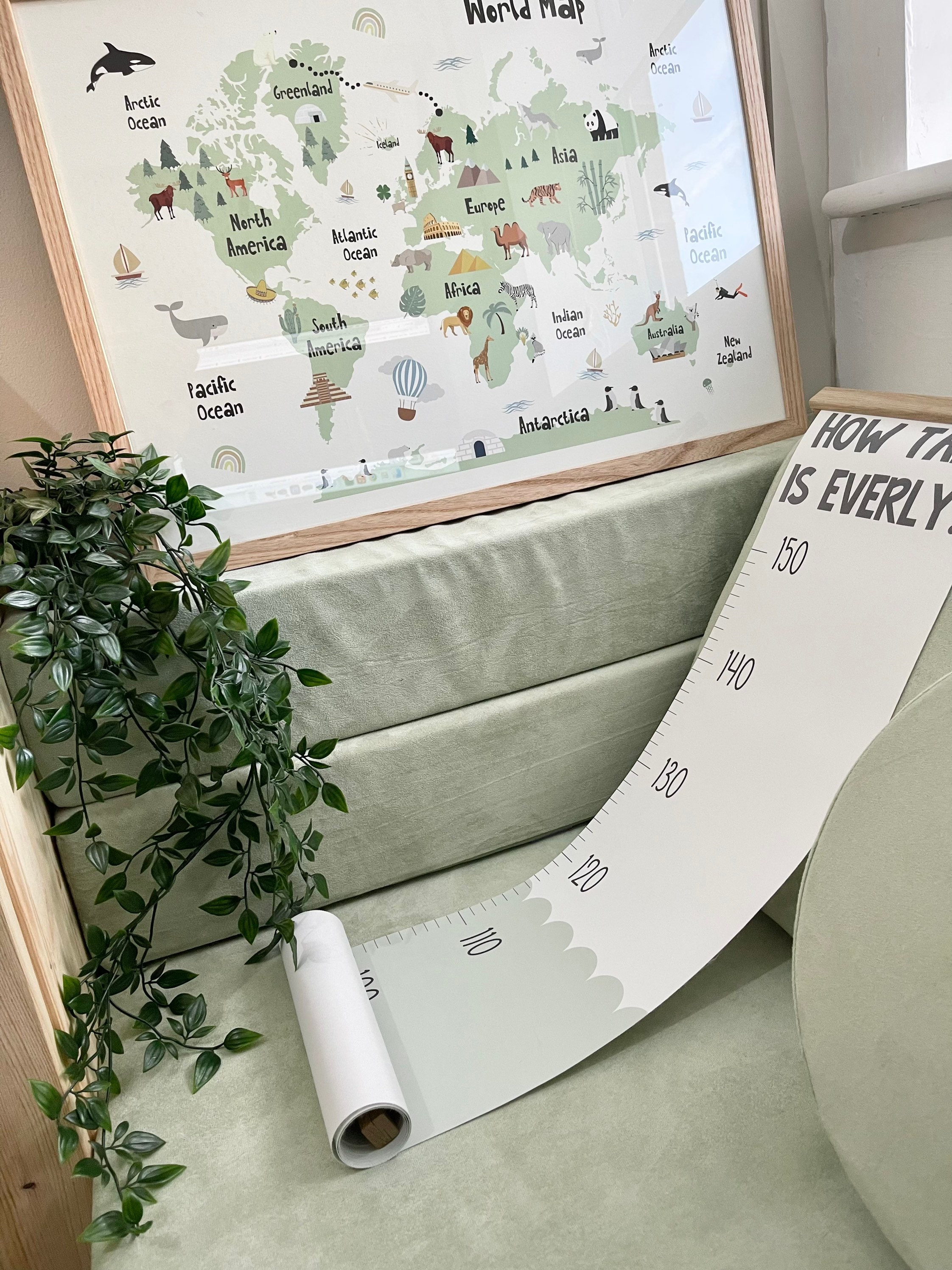 Personalised, Canvas Height Chart, Growth Chart,scandi, Scallop Decor ...