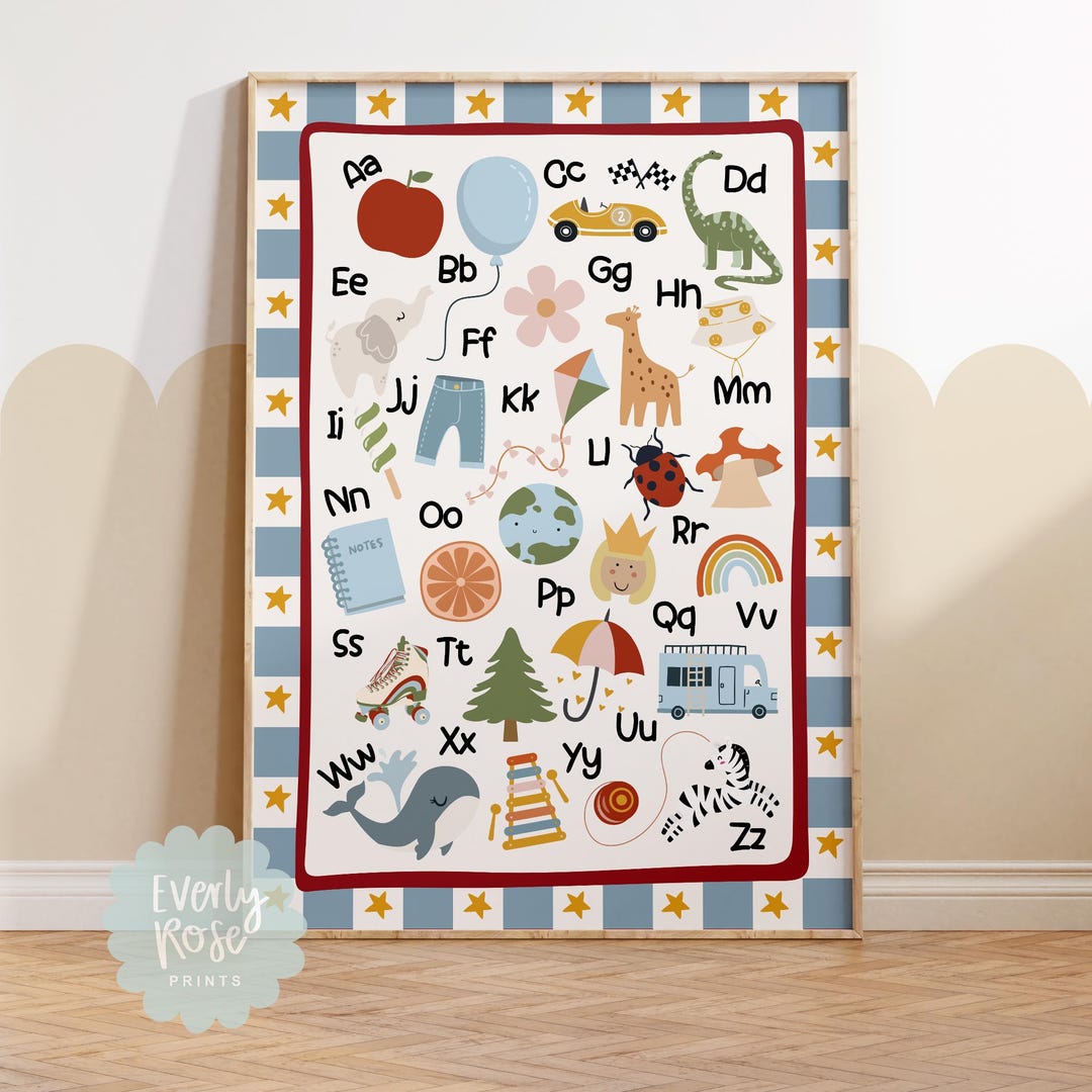 Alphabet A–Z Educational Wall Art Print, Toddler Boys Prints ...