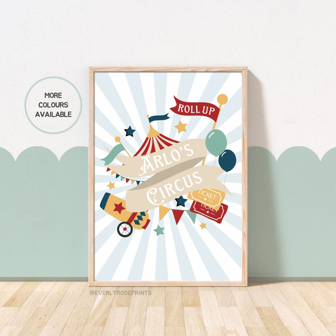Personalised, Circus Theme Print, Kids Circus Decor, Circus Nursery ...