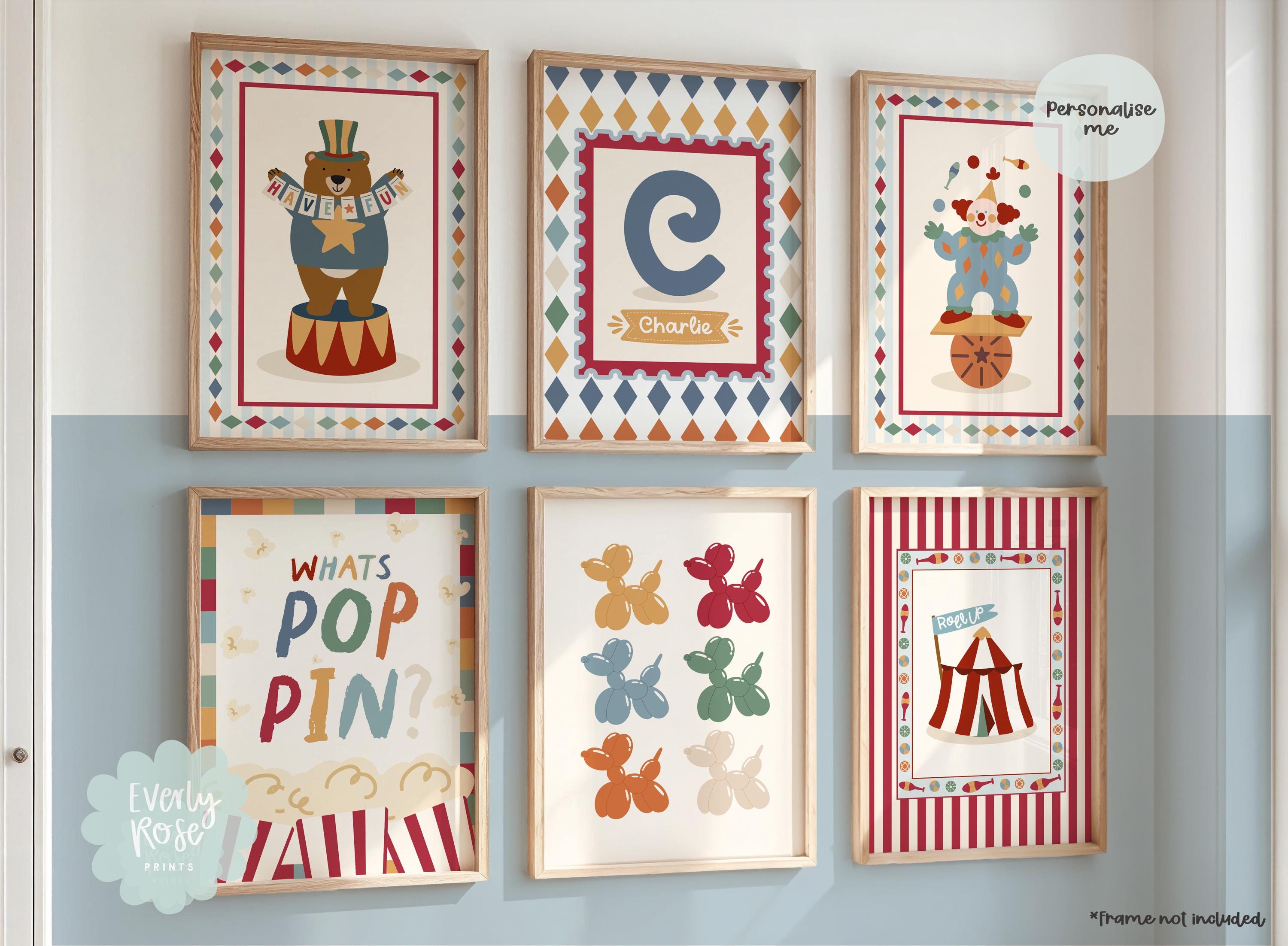 Set of 3 or 6, Children's Circus Themed Prints, Circus Wall Art, Circus ...