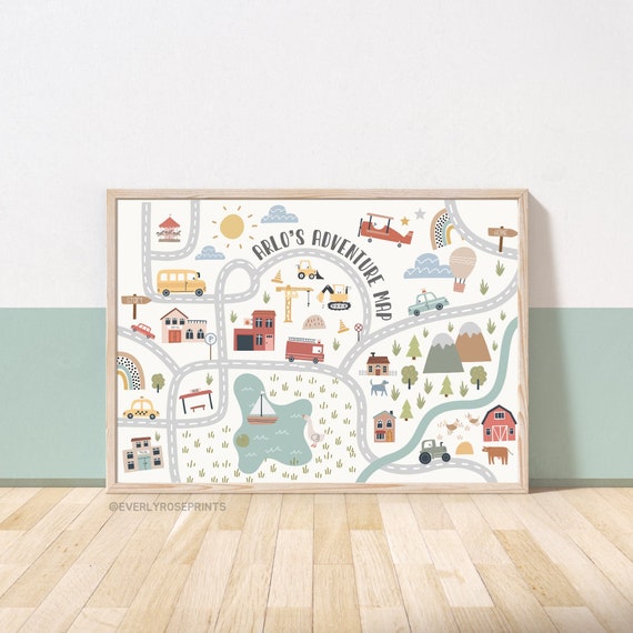 Personalised Little Town Map Adventure Map Personalised - Etsy