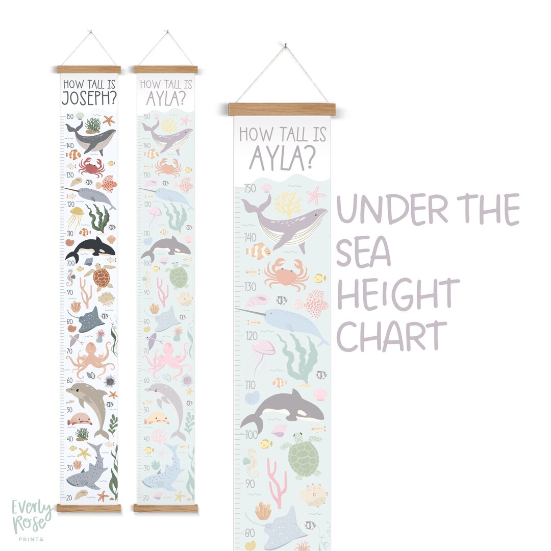 Personalised, Children's Height Chart, Growth Chart, Ocean Nursery ...