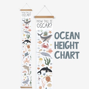 Personalised, Children's Height Chart, Growth Chart, Ocean Nursery ...