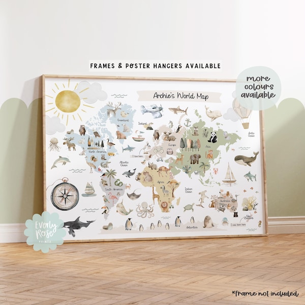A3 World Map - Etsy UK