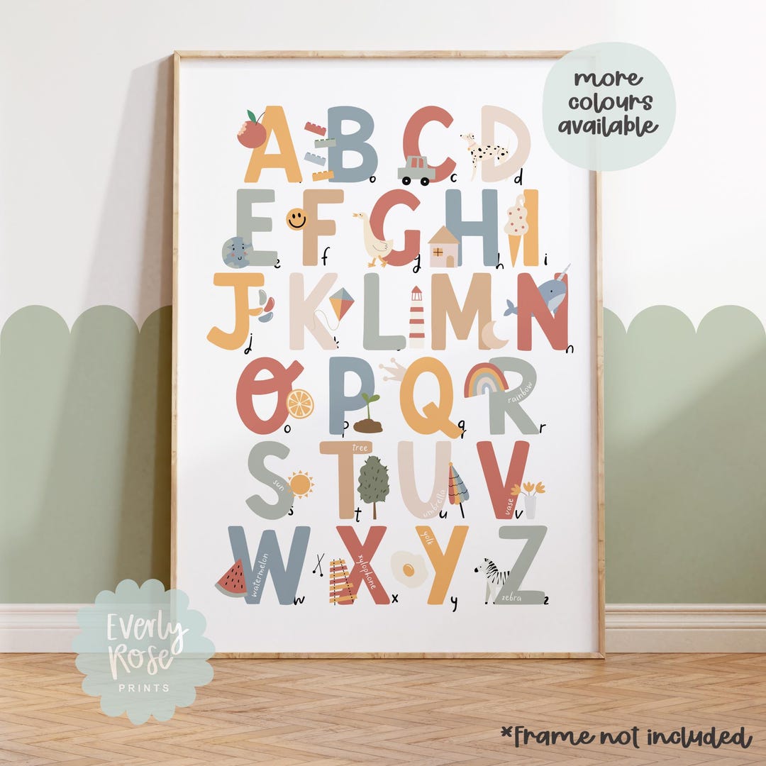 Educational, Playroom Prints, Alphabet, Animals, Colourful Playroom ...