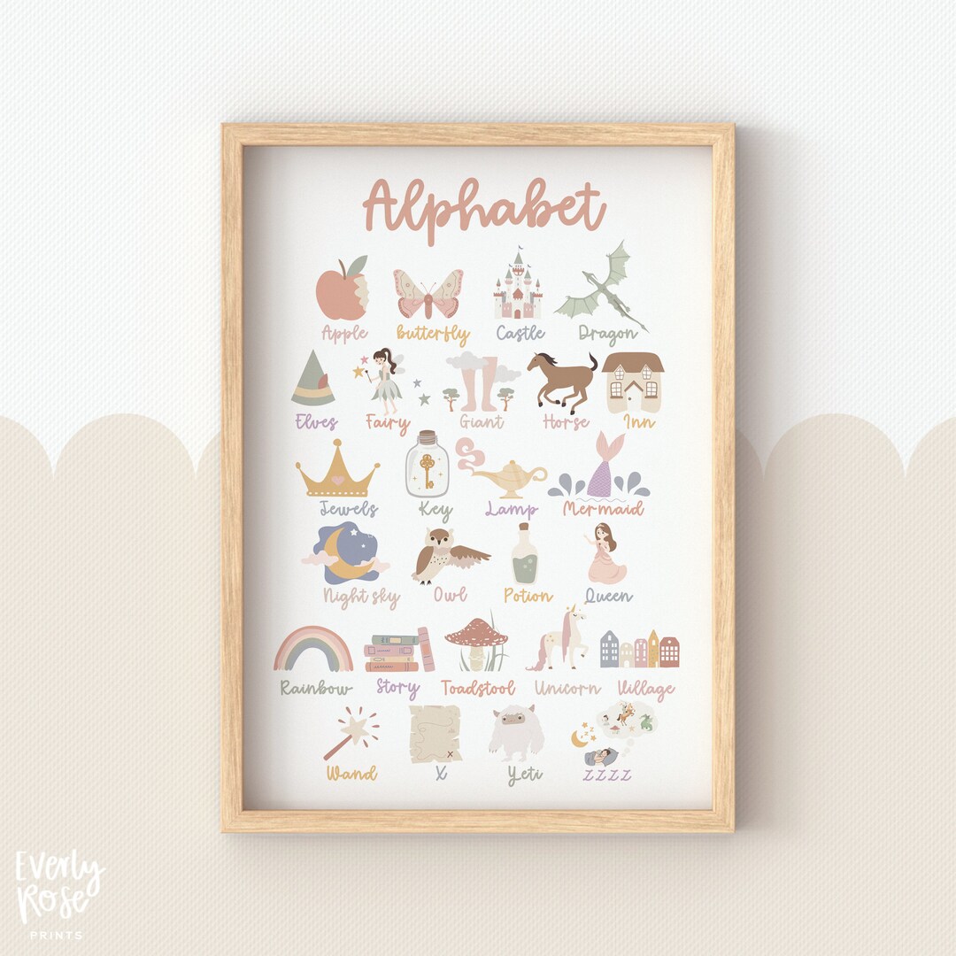 Personalised, Alphabet Prints, Fairy Prints, Princess, Castle, Girls ...