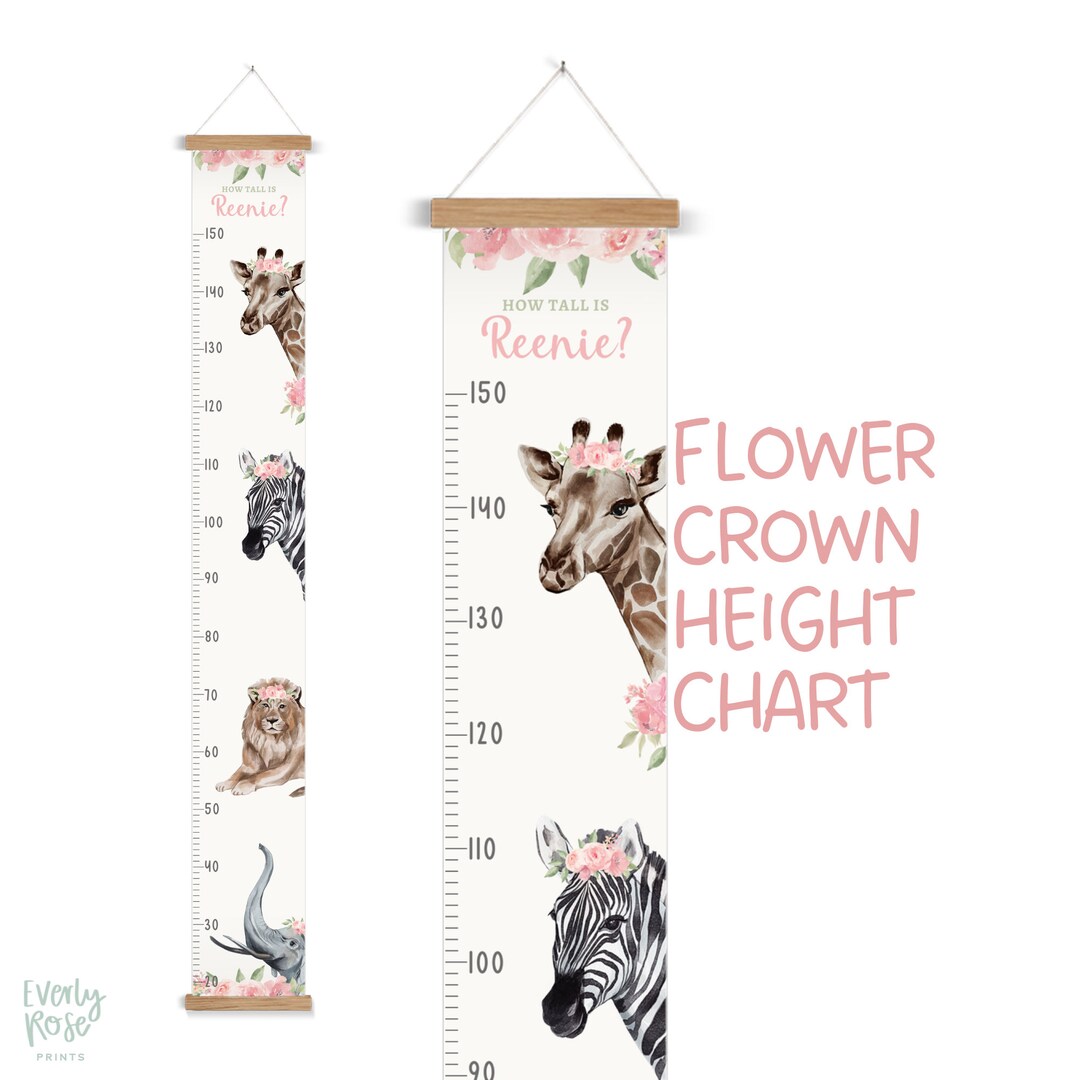 Personalised, Children's Height Chart, Growth Chart, Safari Nursery ...